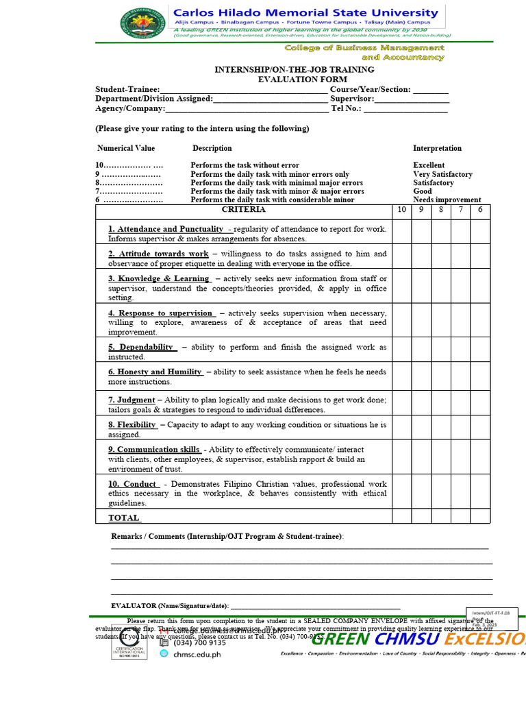 Unified Ojt Evaluation Form 3 1 1 | PDF | Learning | Behavioural Sciences