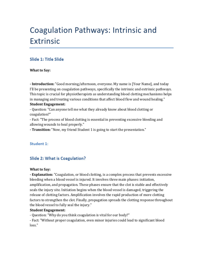 Coagulation Pathways: Intrinsic vs Extrinsic | PDF | Coagulation | Thrombus
