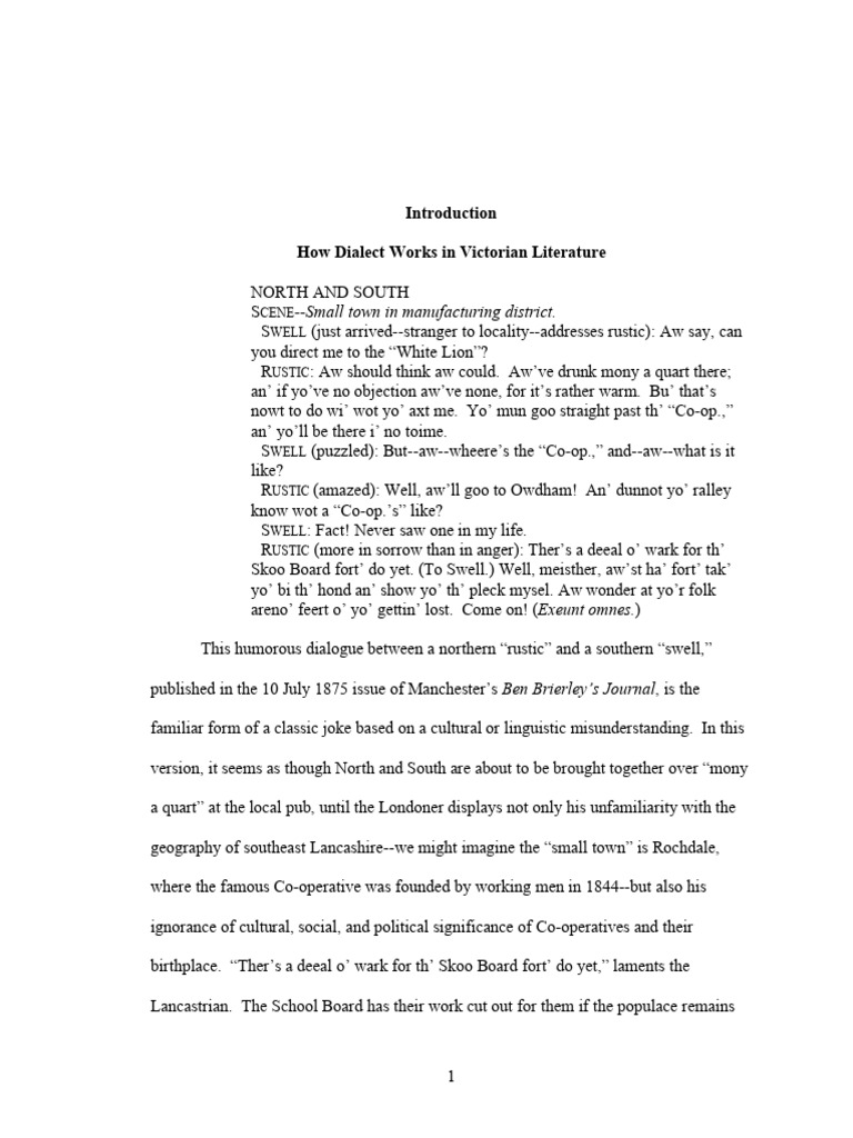 Dialect and Class in Victorian Literature | PDF | English Language ...