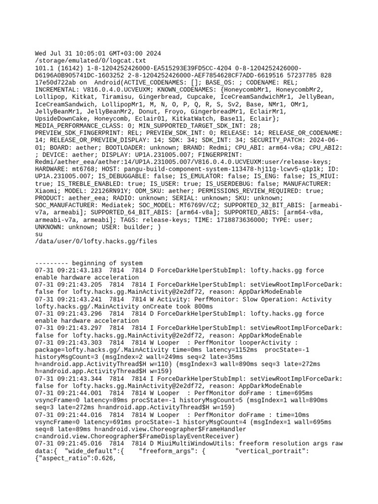 Logcat | PDF | Android (Operating System) | Mobile Computers