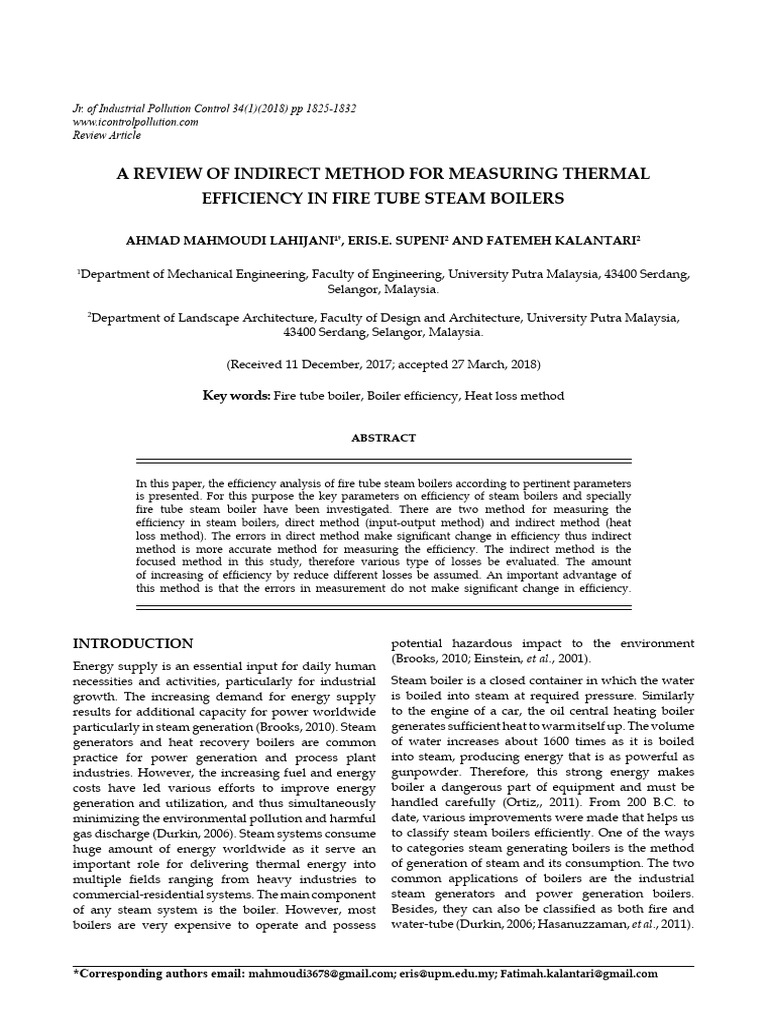 A Review Of Indirect Method For Measuring Thermalefficiency In Fire