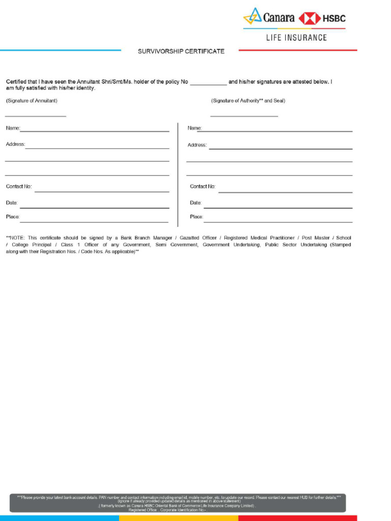 Survivorship Certificate | PDF