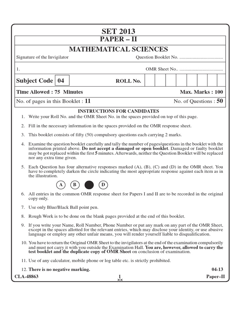 04 Paper II Mathematics Science | PDF | Sequence | Matrix (Mathematics)