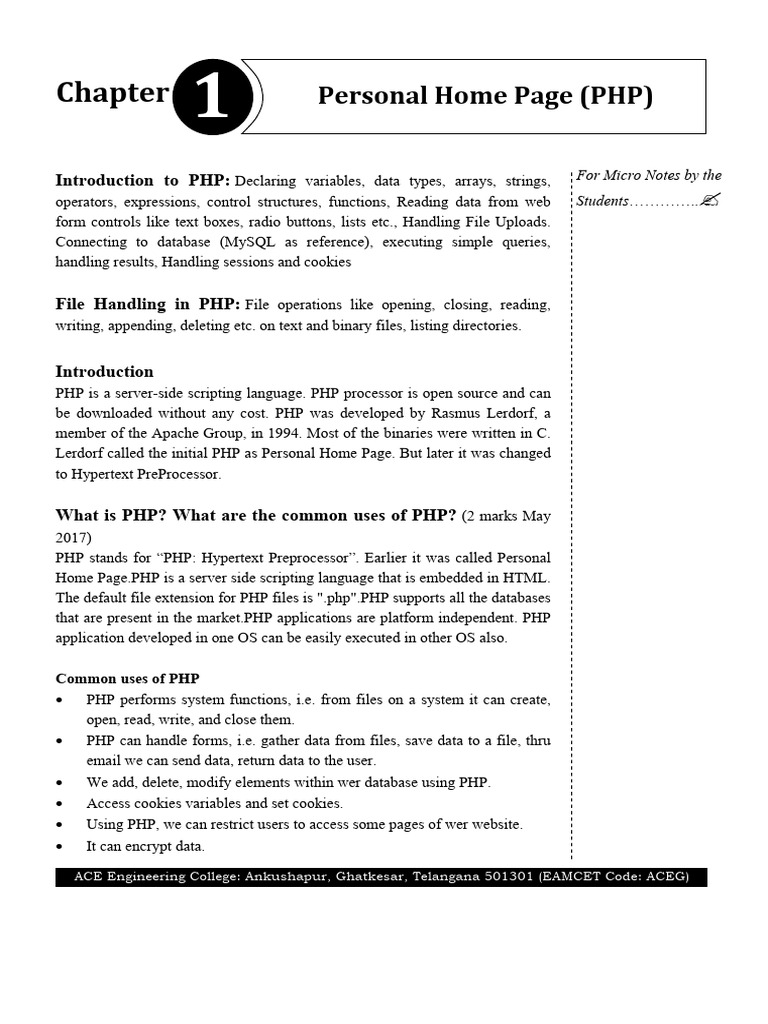 Web Technologies Units 1 2 | PDF | Php | Control Flow
