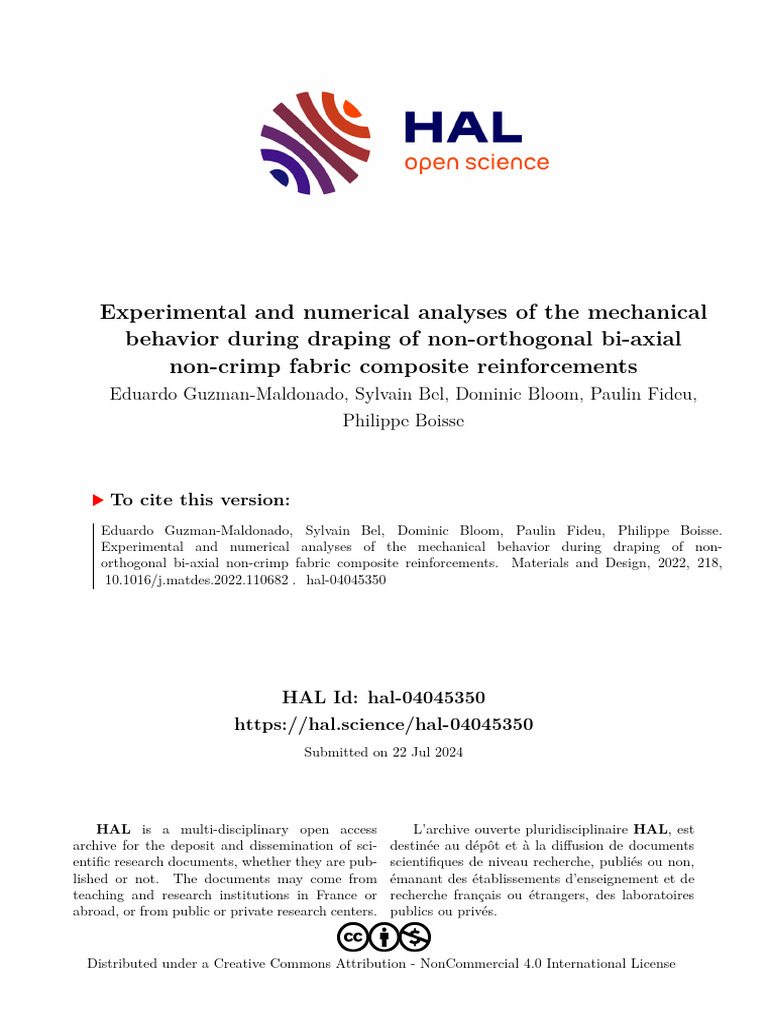 Guzman-Maldonado - Experimental and numerical analyses of the mechanical behavior during draping ...
