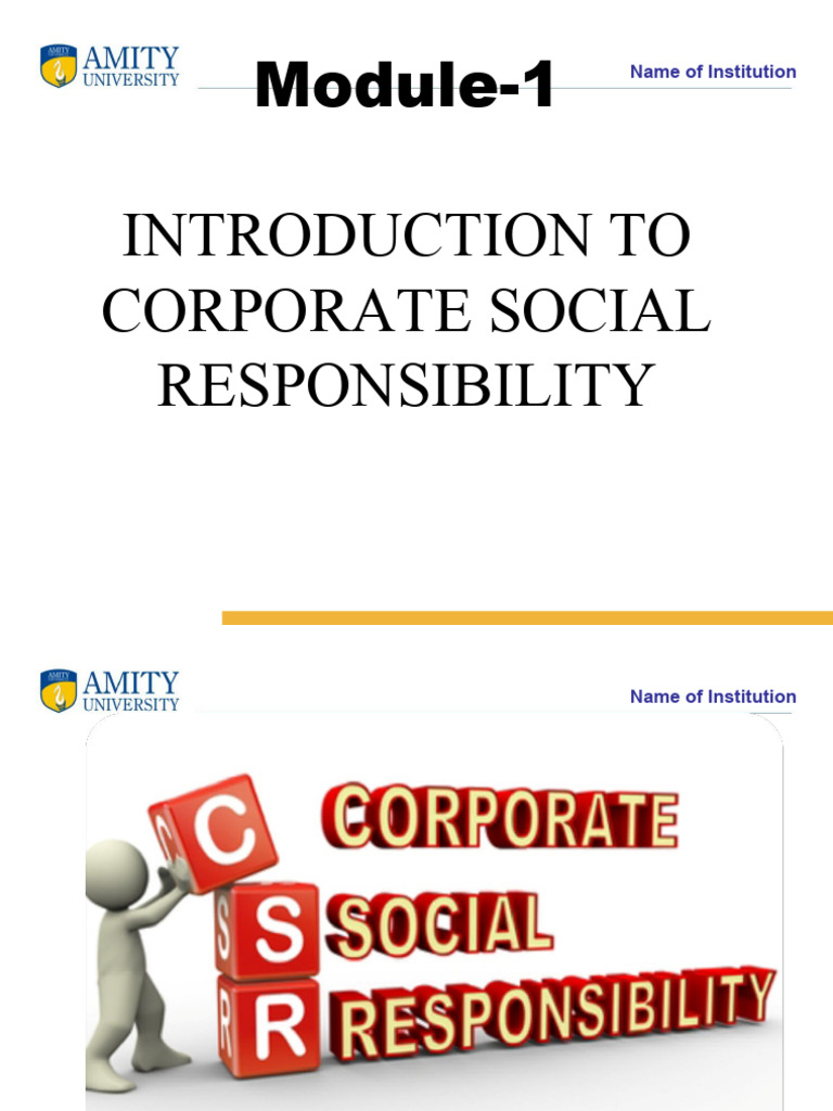 Module-1 Introduction To Corporate Social Responsibility: Name of ...