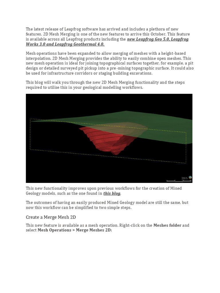 New 2D Mesh Merging in Leapfrog Software | PDF | Topography | Computing