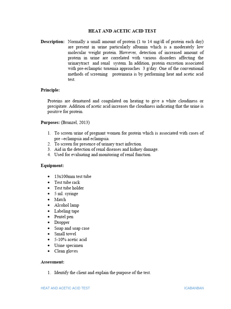 Buenviaje-HEAT AND ACETIC ACID TEST | PDF | Diseases And Disorders ...