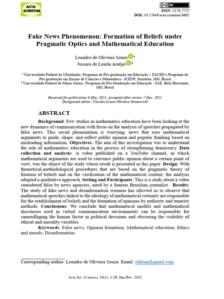 2022 Souza - Fake News Phenomenon | PDF | Pragmatism | News