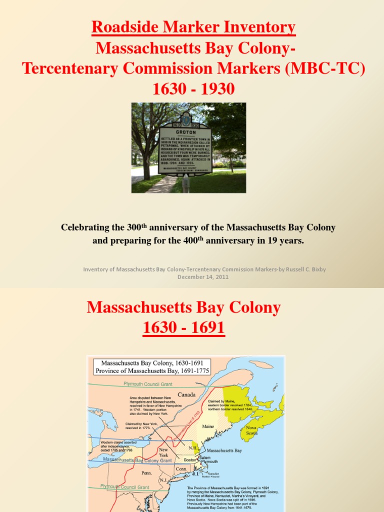Massachusetts Bay Colony Marker Inventory | PDF | Massachusetts Bay ...