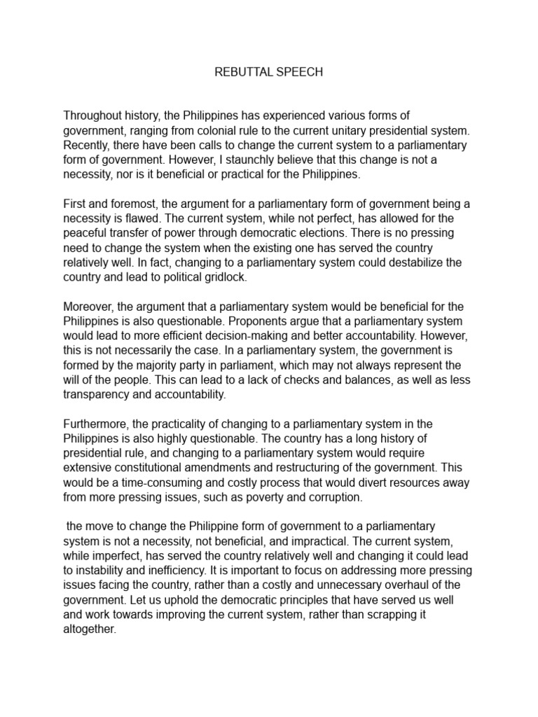 Rebuttal Speech | PDF