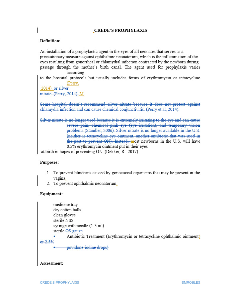 CREDES PROPHYLAXIS Procedure | PDF | Medical Specialties | Public Health