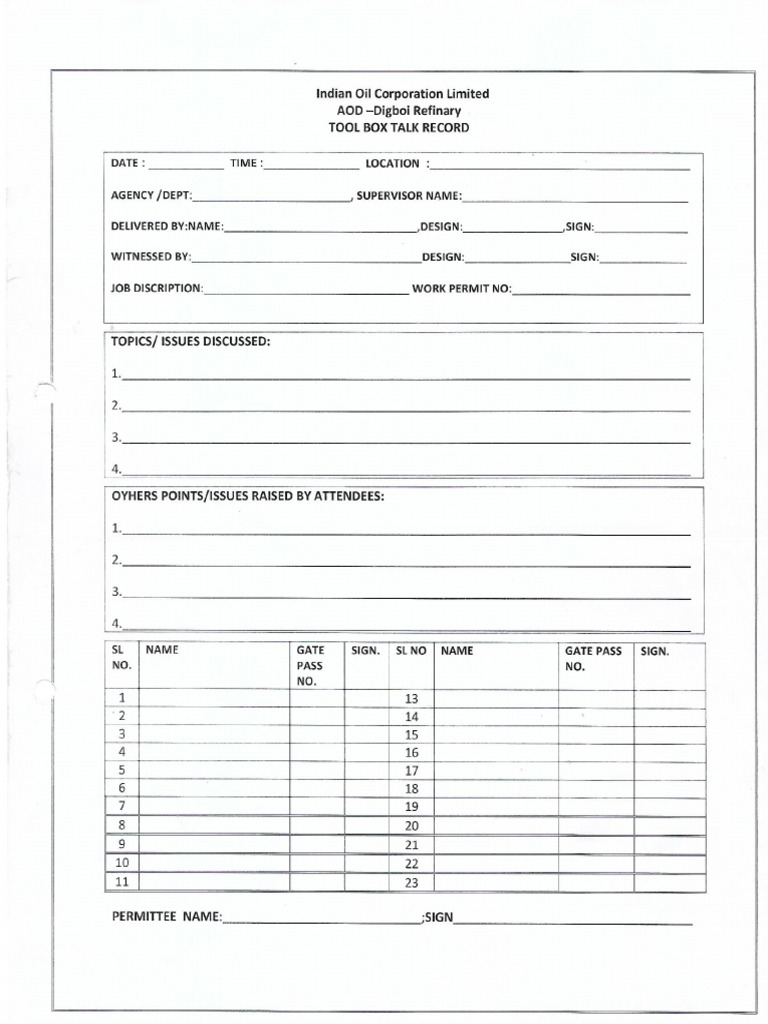 Iocl - TBT Format | PDF
