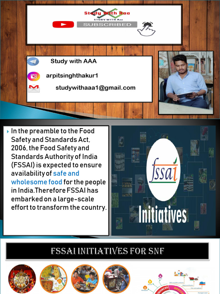 Fssai Initiatives For SNF-1 | PDF | Food Safety | Foods