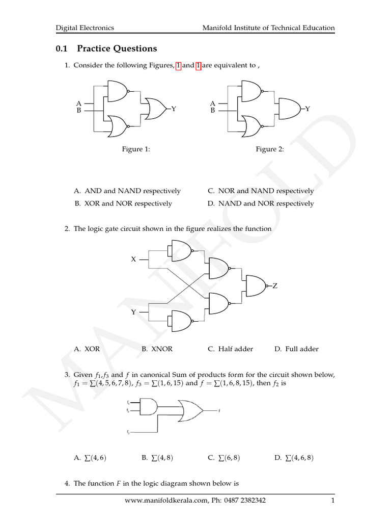 LG Practice Qns | PDF | Logic Gate | Electronic Circuits