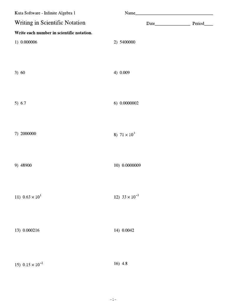 Sci Not Worksheet | PDF