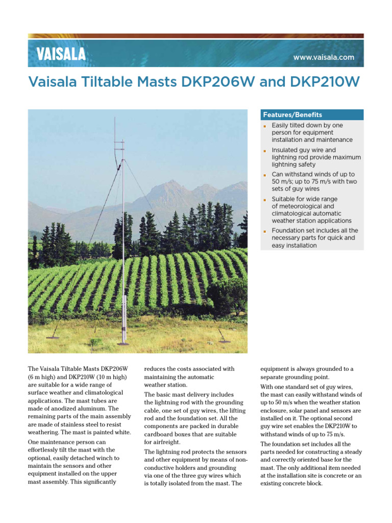 Vaisala Dkp210 Dkp206 Datasheet B210369en-B | PDF | Wire | Mast (Sailing)