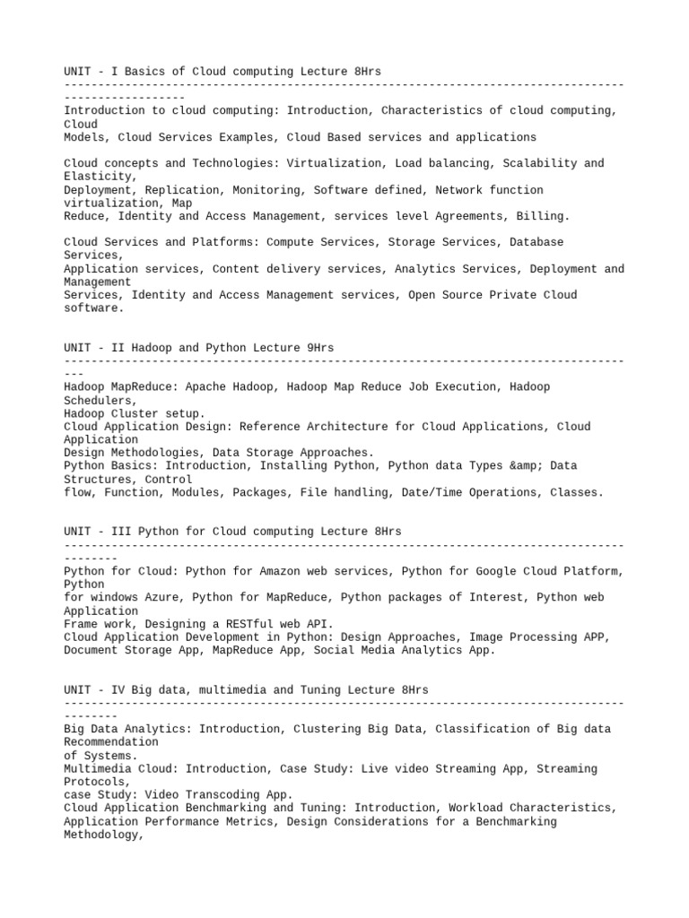 Cc Syllabus Pdf Cloud Computing Apache Hadoop