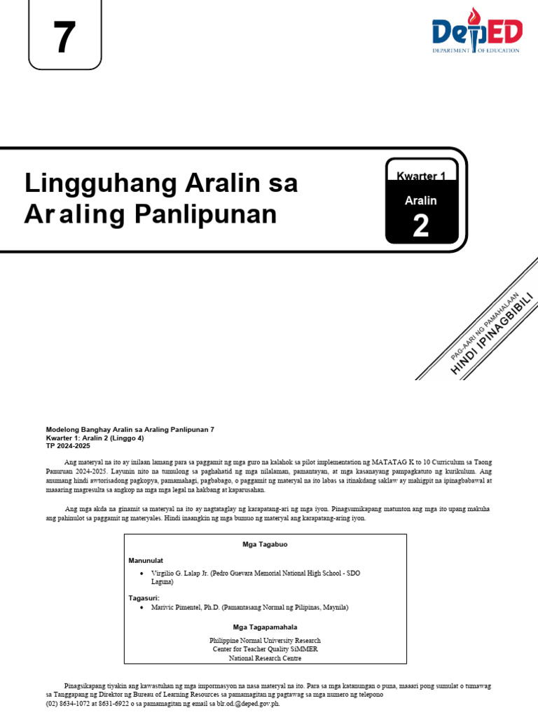 LE Q1 AP7 Lesson 2 Week 4 | PDF