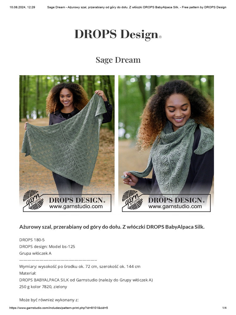 Sage Dream - Ażurowy Szal, Przerabiany Od Góry Do Dołu. Z Włóczki DROPS ...