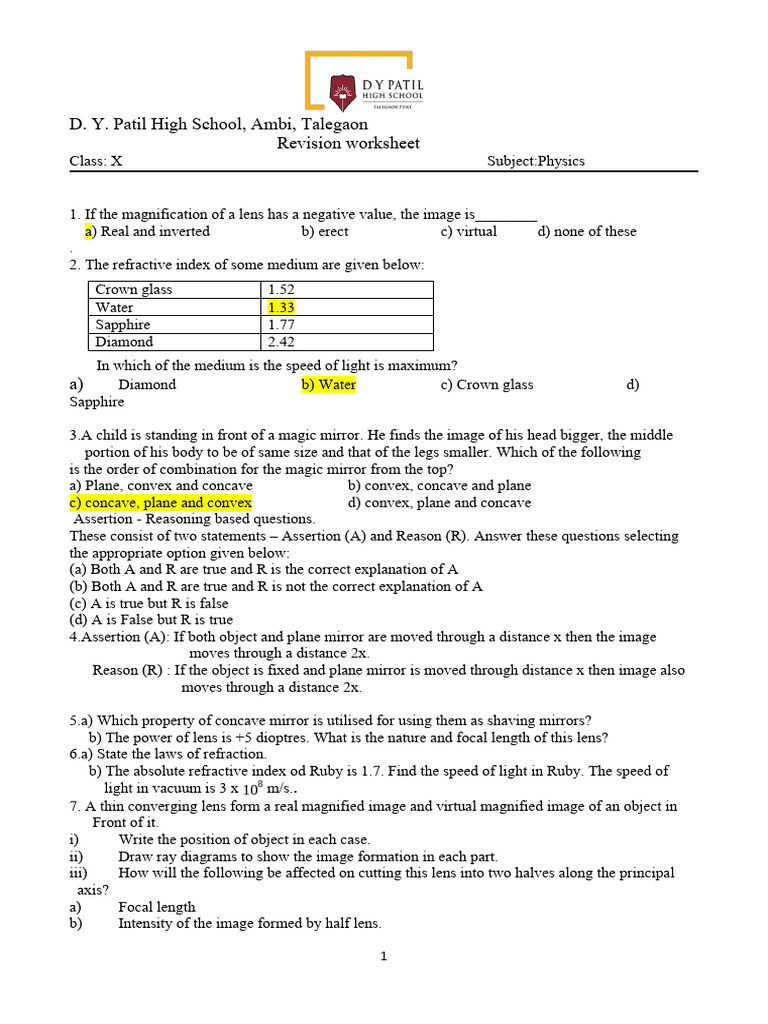 Grade 10 Physics Revision Worksheet | PDF | Atomic | Glass Engineering ...
