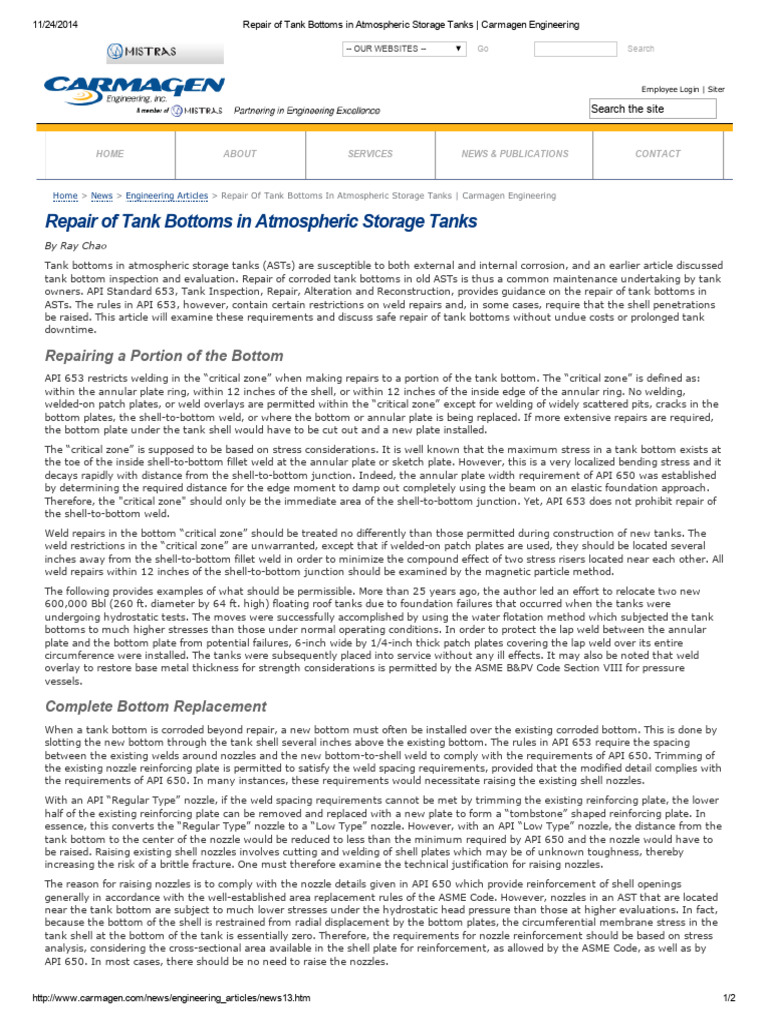 Tank Bottom Repair Guidelines | PDF | Welding | Construction