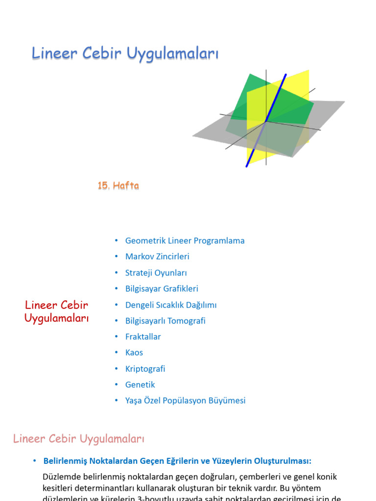Hafta - Lineer Cebir Uygulamaları | PDF