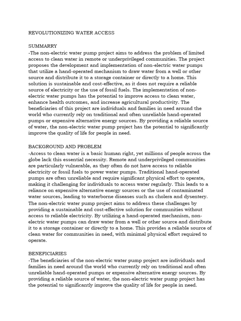 Revolutionizing Water Access | PDF | Pump | Drinking Water