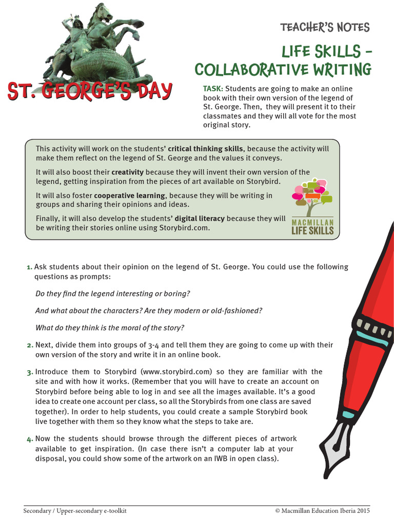 Saint George's day Collaborative Writing | PDF | Cognition | Human Communication