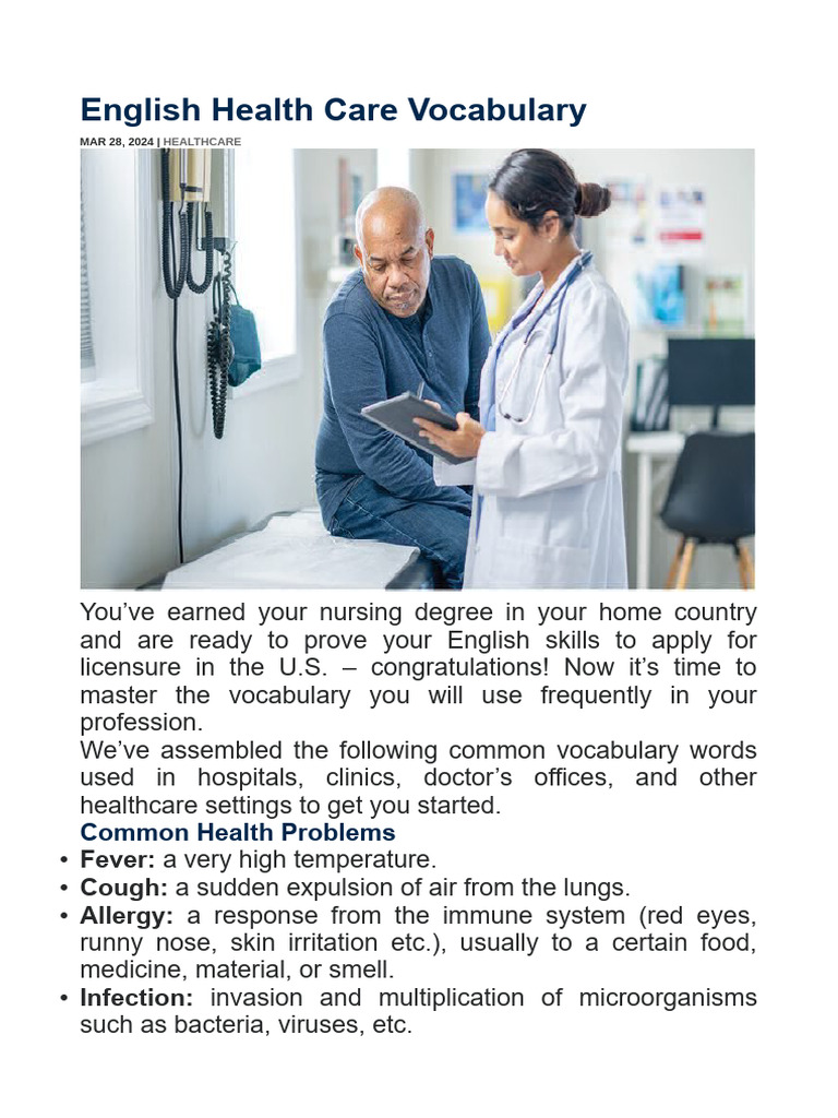 Health Care Vocabulary | PDF | Cancer | Hospital