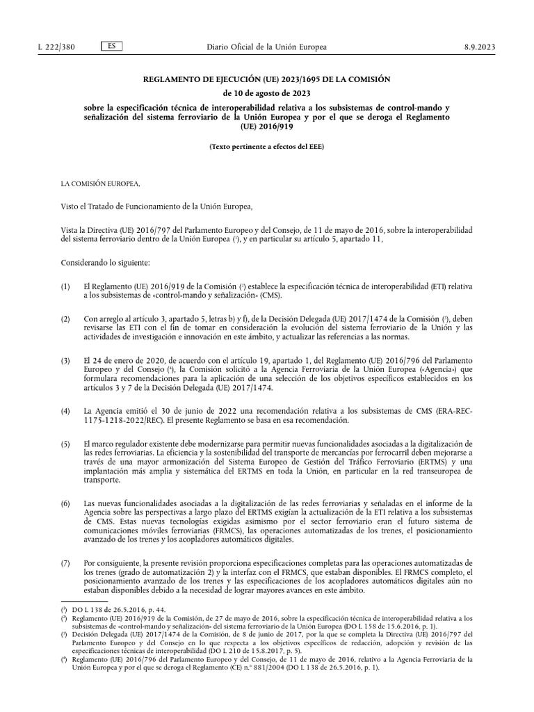 Reglamento (UE) #2023 - 1695 Especificación Interope. SCM | PDF ...