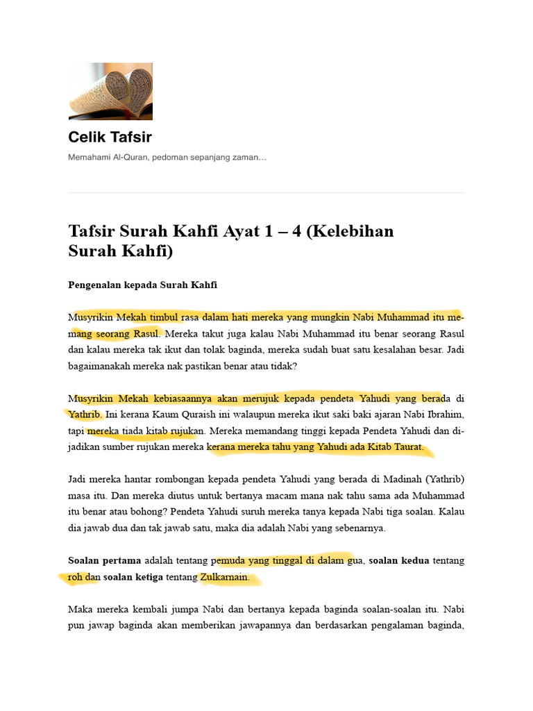Tafsir Surah Al-Kahfi Ayat 1-10 | PDF | Agama & Spiritualitas