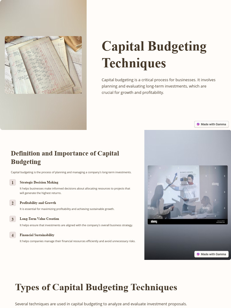 Capital Budgeting Techniques Guide | PDF | Capital Budgeting | Net ...