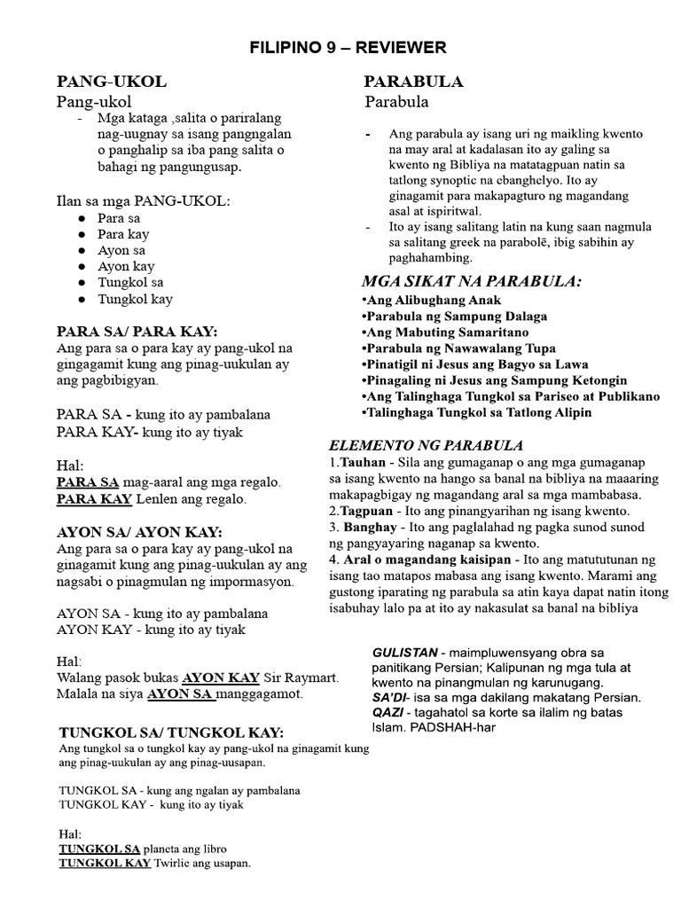 Filipino Reviewer | PDF