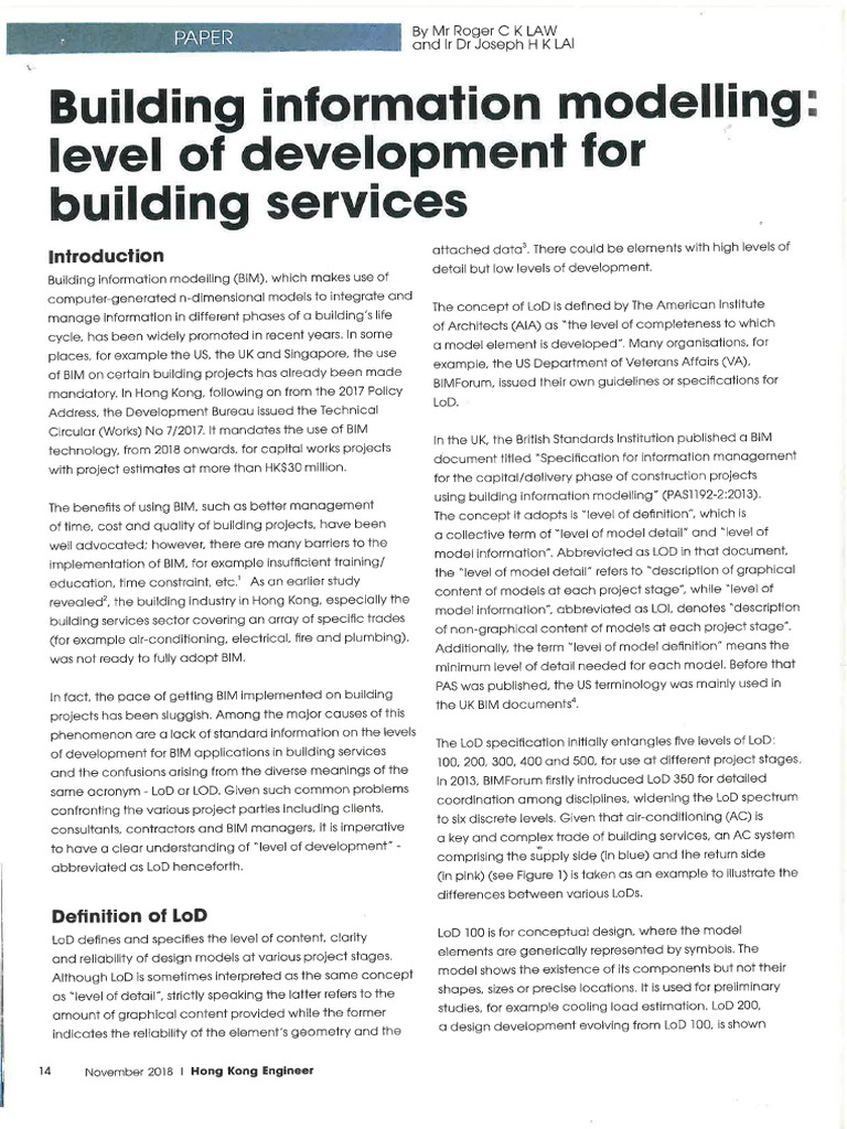 BIM - Level of Development For Building Services | PDF