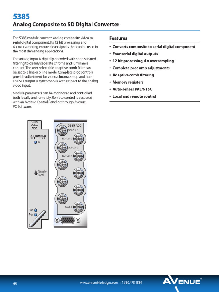 Ensemble Designs-5385 Analog Composite To SD Digital Converter | PDF ...