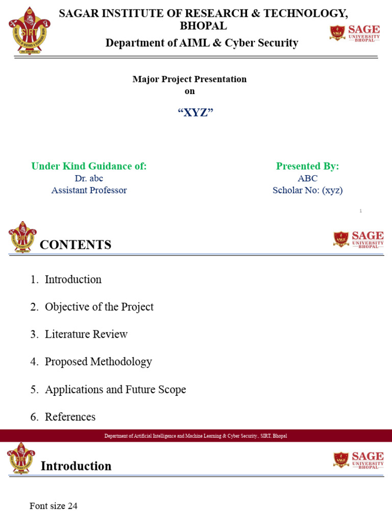 Format-VII Semester Major Project Presentation | PDF | Artificial ...