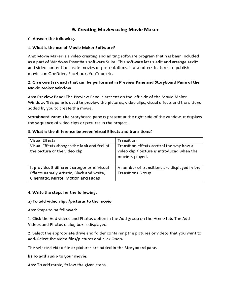 9-Creating Movies Using Movie Maker | PDF | Software | Computing