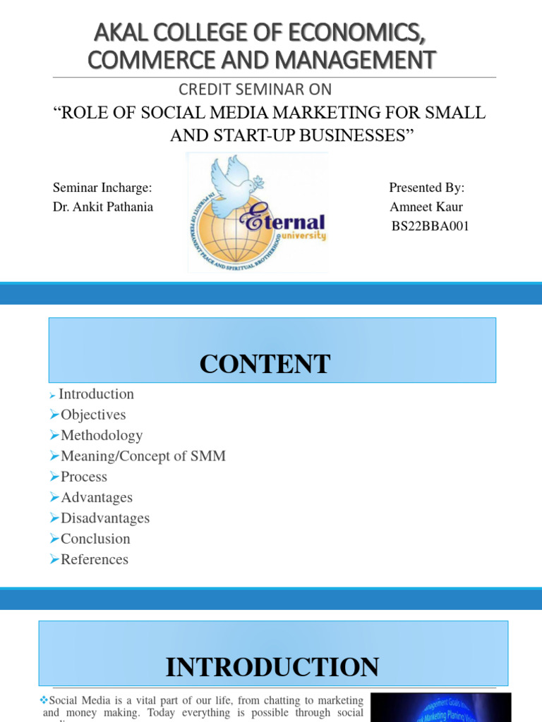 Amneet Kaur Role of SMM For Small Business | PDF | Social Media Marketing | Popular Culture ...
