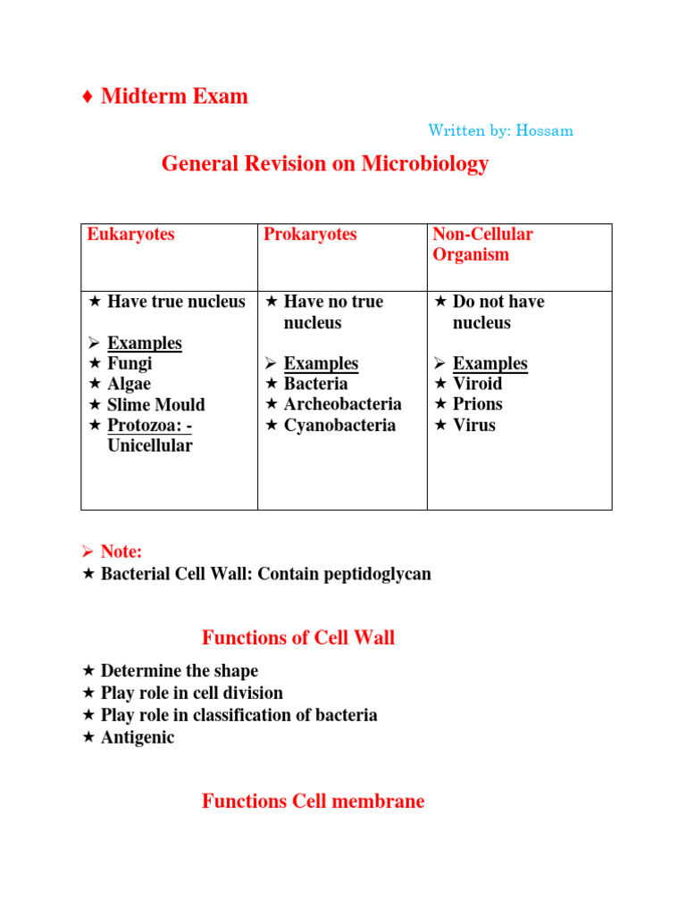 Microbiology Revision | PDF | Cell (Biology) | Bacteria