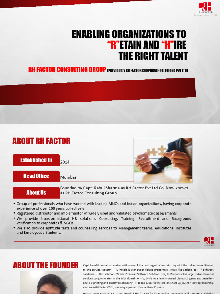 RH Factor Consulting Group - Intro | PDF | Recruitment | Leadership
