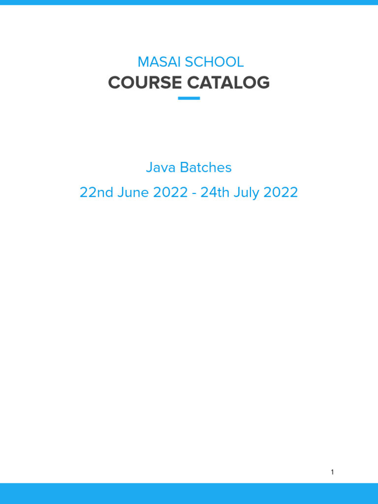 Masai School Java Course Catalog | PDF | Computing | Computer Programming