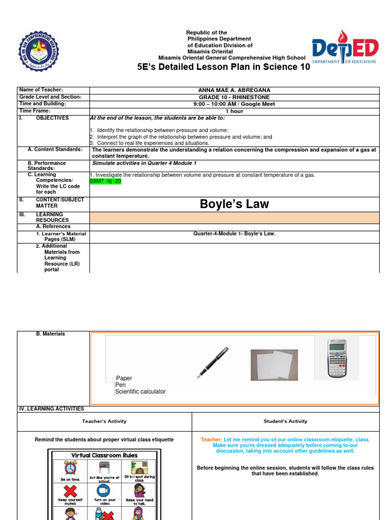 DLP - Boyle's Law | PDF | Learning | Educational Assessment