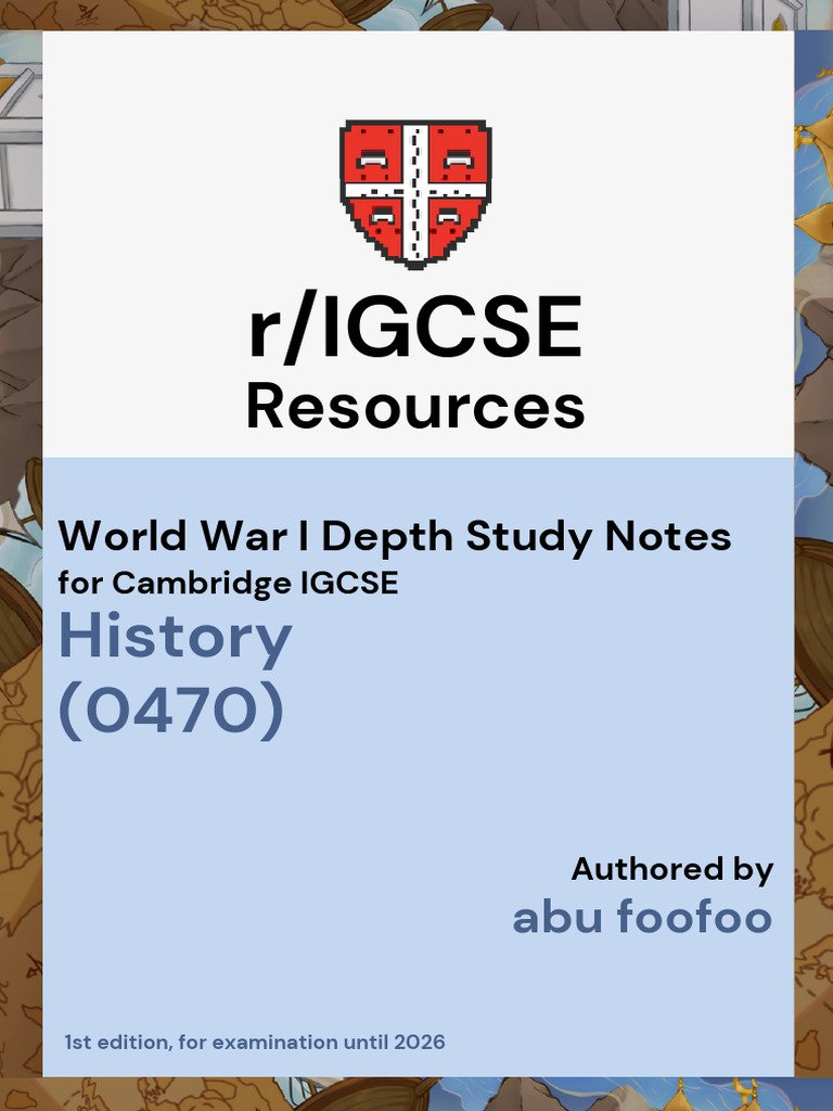 R - IGCSE Resources - World War I Depth Study Notes For IGCSE History ...