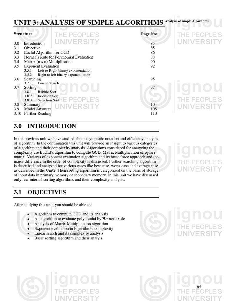 Unit 1 Analysis of Simple Algos Ignou | PDF | Exponentiation | Time Complexity