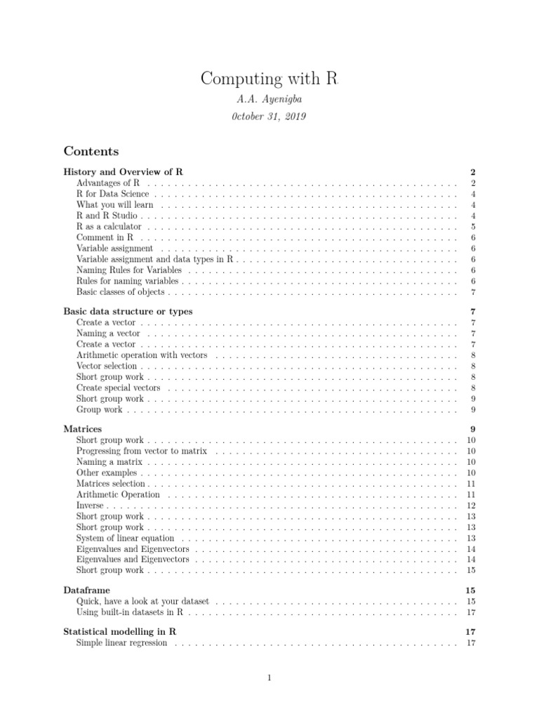 Computing with R | PDF | Coefficient Of Determination | Errors And Residuals