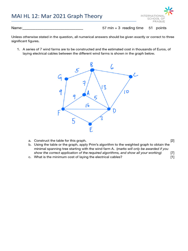 2021 Graph Theory Test | PDF | Algorithms | Graph Theory