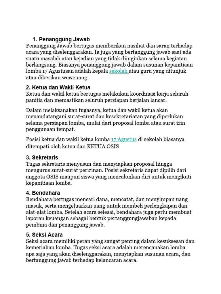 Pengertian PJ Dan Lain-Lain Dalam Lomba | PDF | Karier & Perkembangan