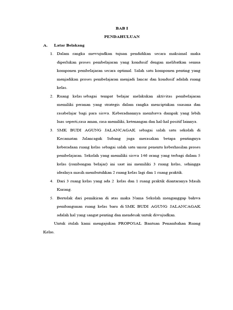 Proposal Pembangunan Ruang Kelas Baru | PDF