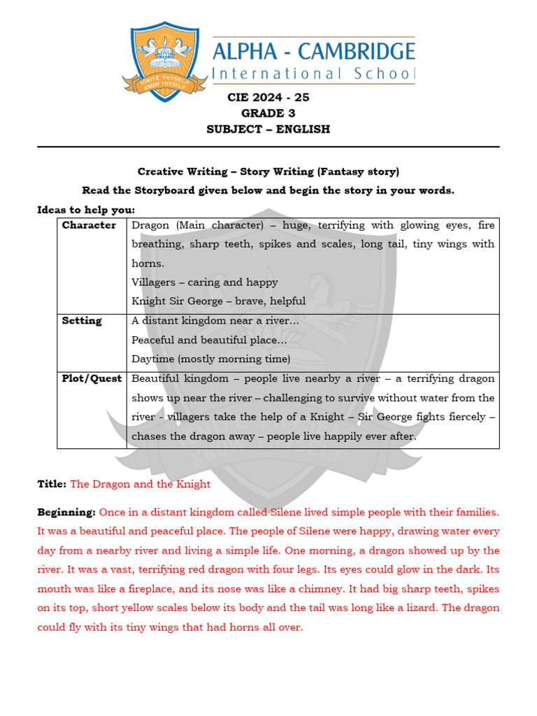 Unit 1 - Creative Writing - Fantasy Story Writing 2 - English FLE ...